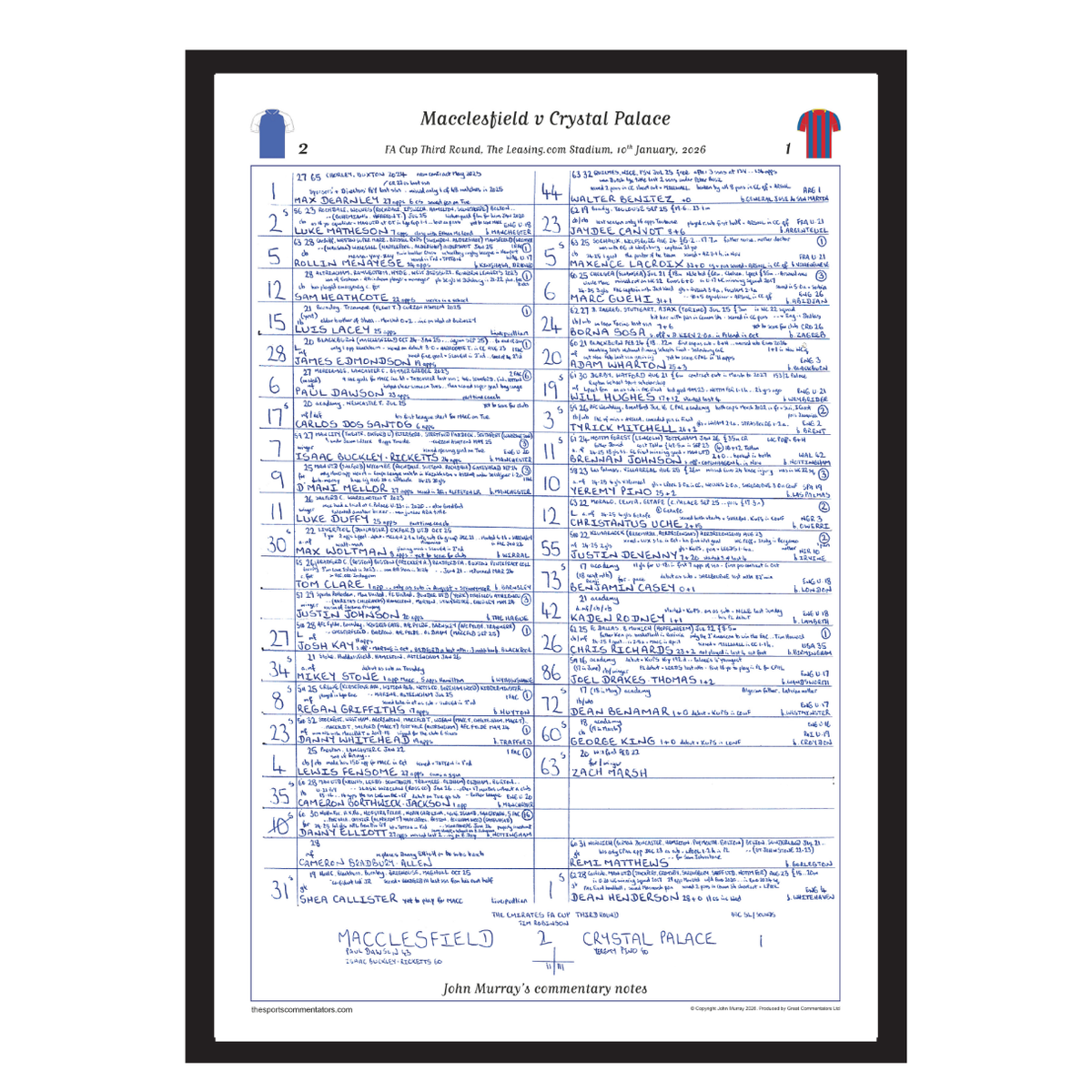 FA Cup, Macclesfield v Crystal Palace | Shop Now — The Sports Commentators