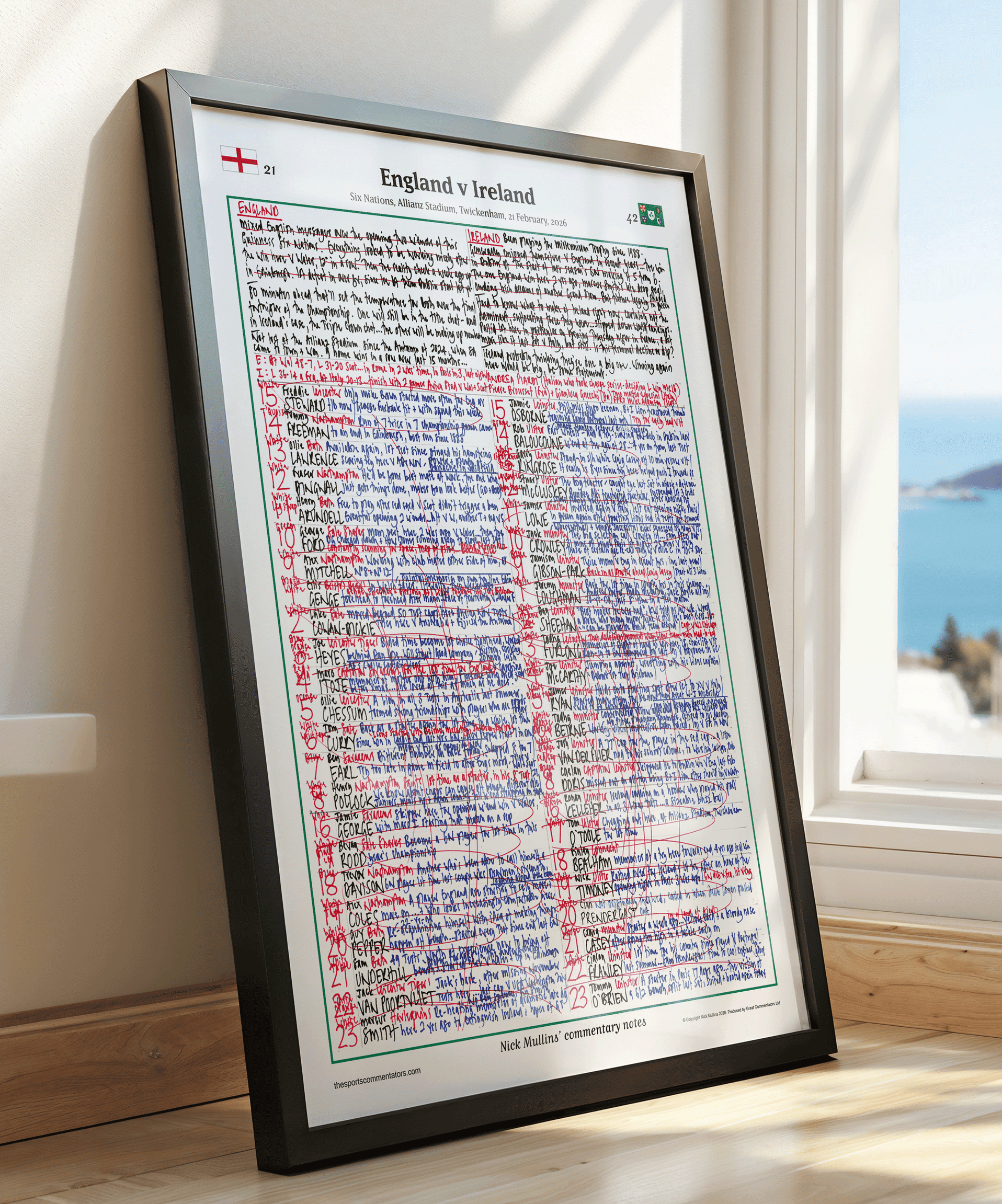 Shop Rugby Union | England v Ireland Commentary Sheets, 2026 — The ...